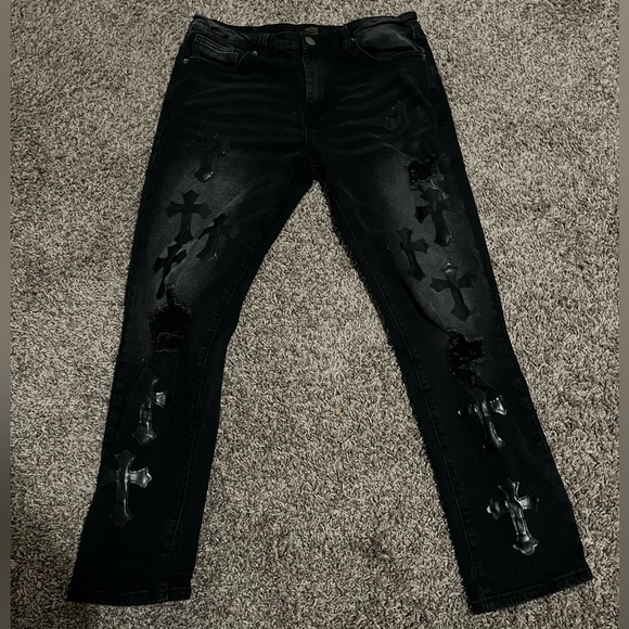 F&R | Jeans | Fr Black Jeans With Crosses | Poshmark